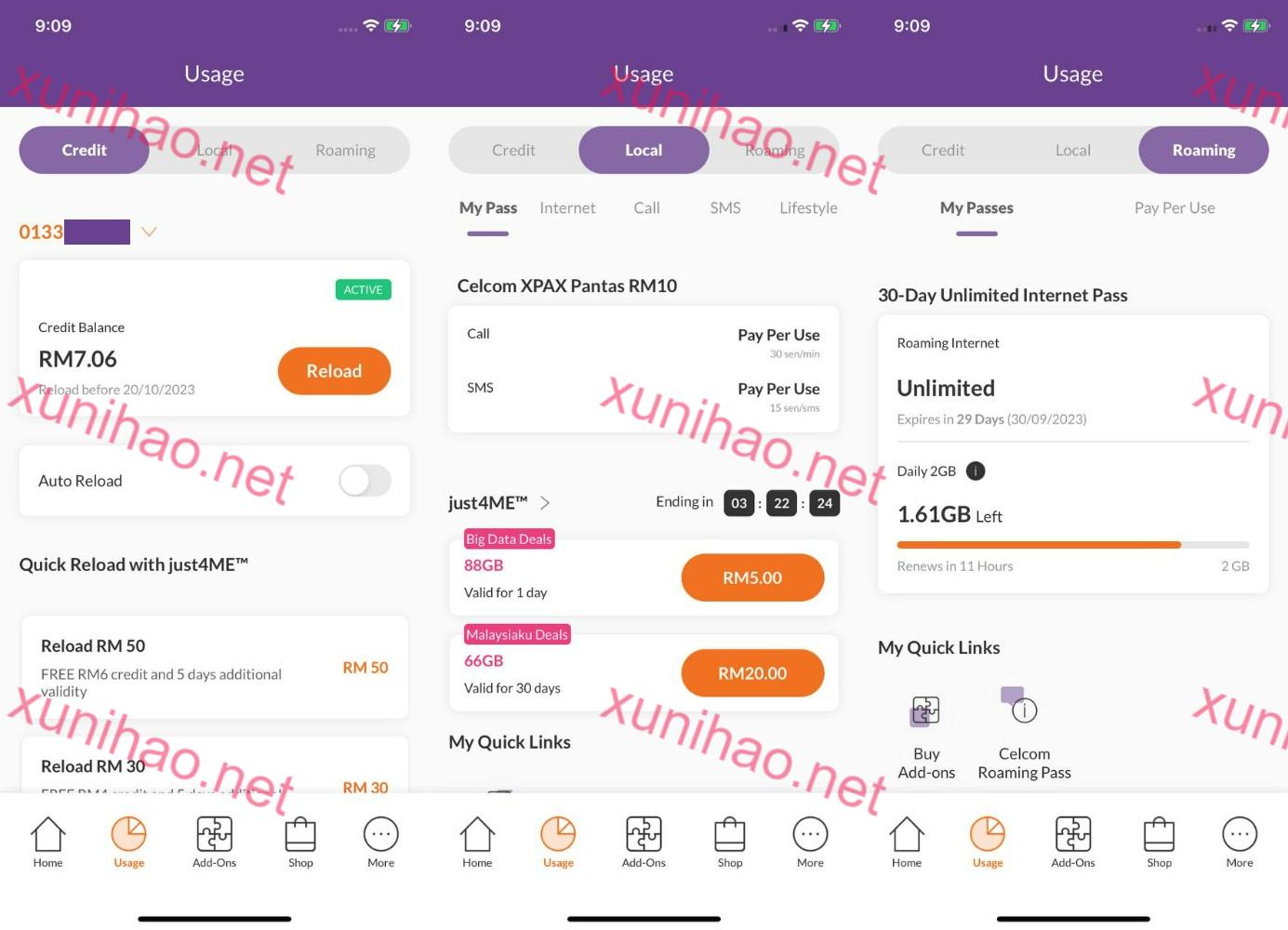 境外卡流量自由：马来西亚Celcom紫卡中国漫游实测可免费收短信、保号成本低开通包月无限流量160人民币-虚拟号